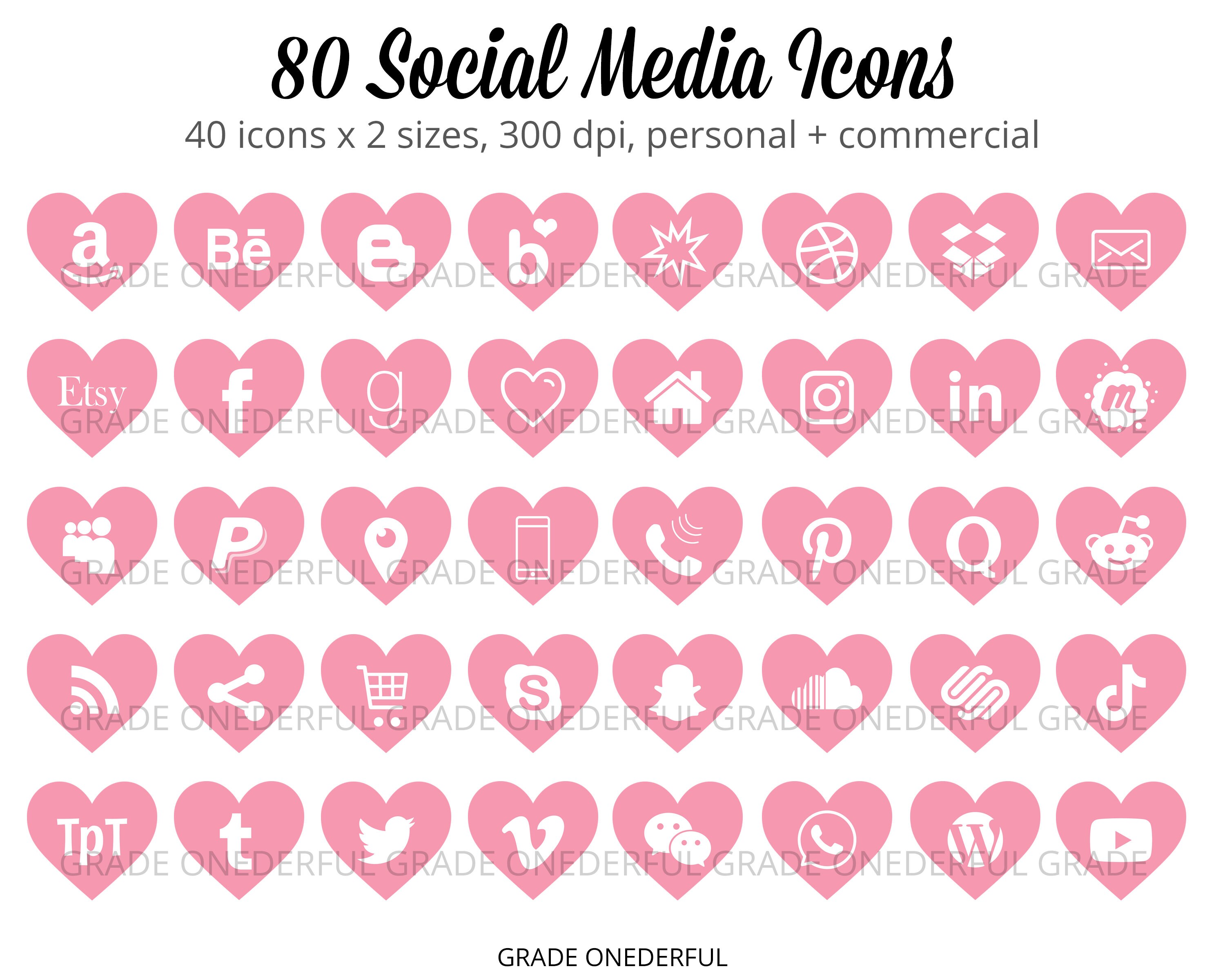 Pink Social Media Icons