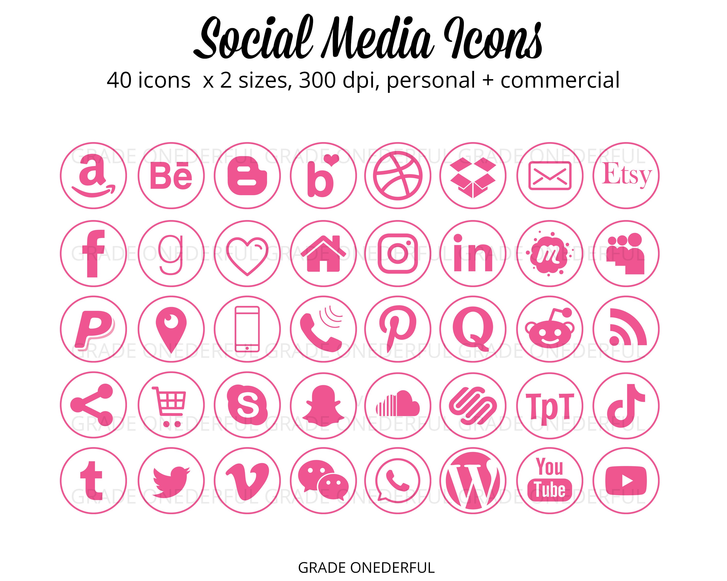Light Pink Social Media Icons