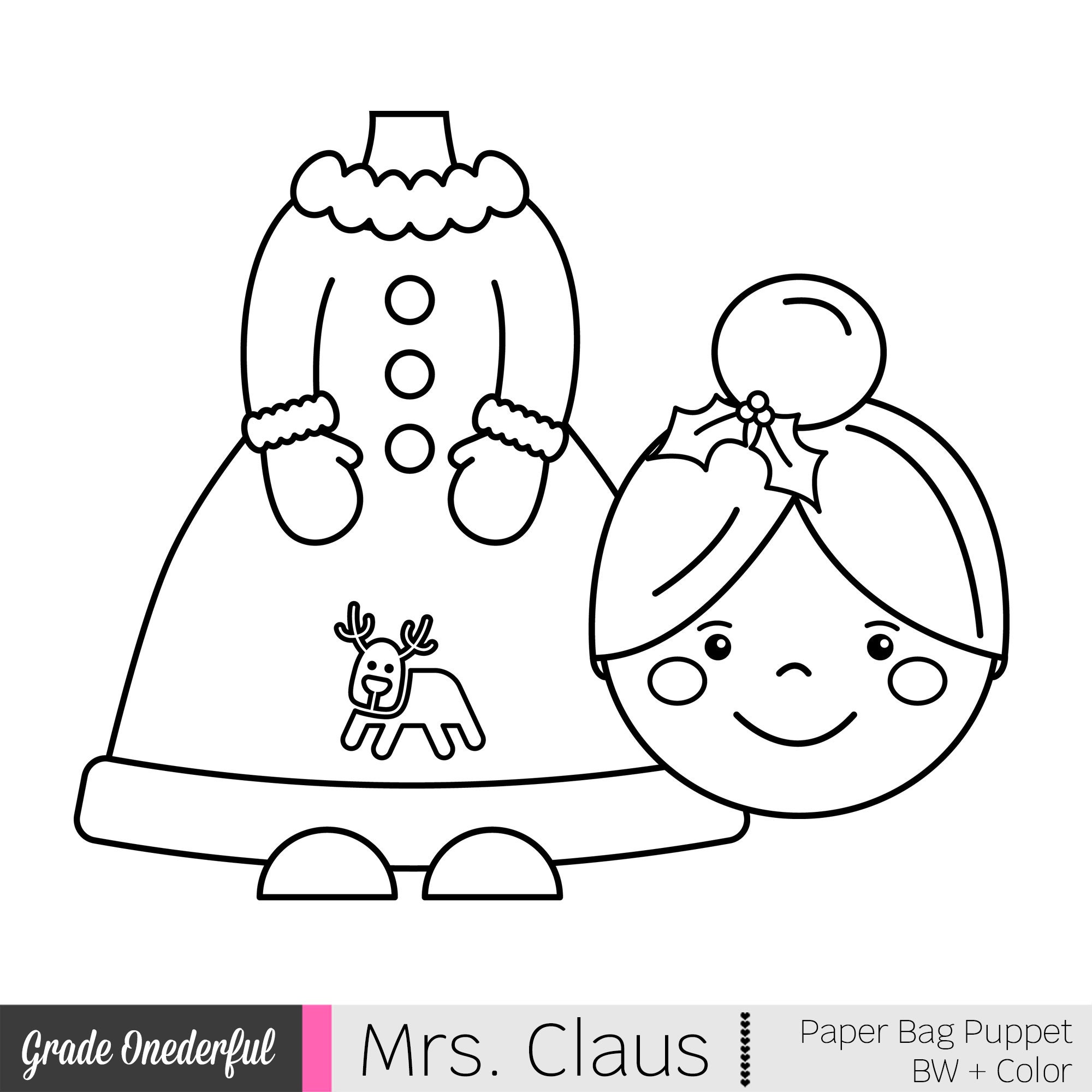 Mrs. Claus Paper Bag Puppet Template for Kids' Christmas - Etsy