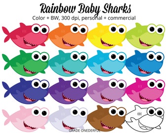 Cute Kawaii Printable Whale Sharks Clipart / Commercial Use/ - Etsy