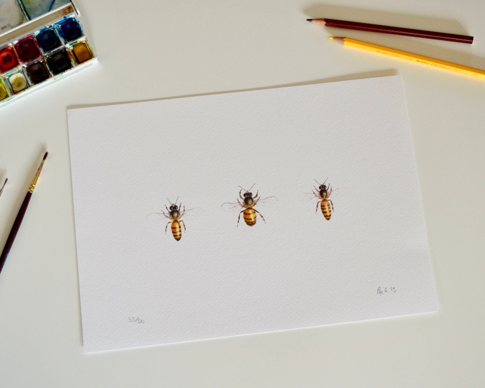 Bee Print Honey Bees Picture Bee Art Print Three Bees Drawing - Etsy UK