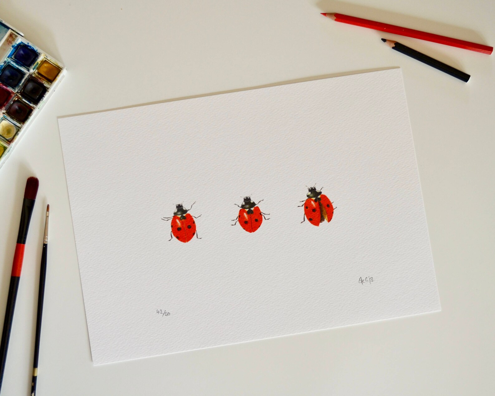 Ladybird Print | Ladybug Picture | Three Ladybirds Art Print ...