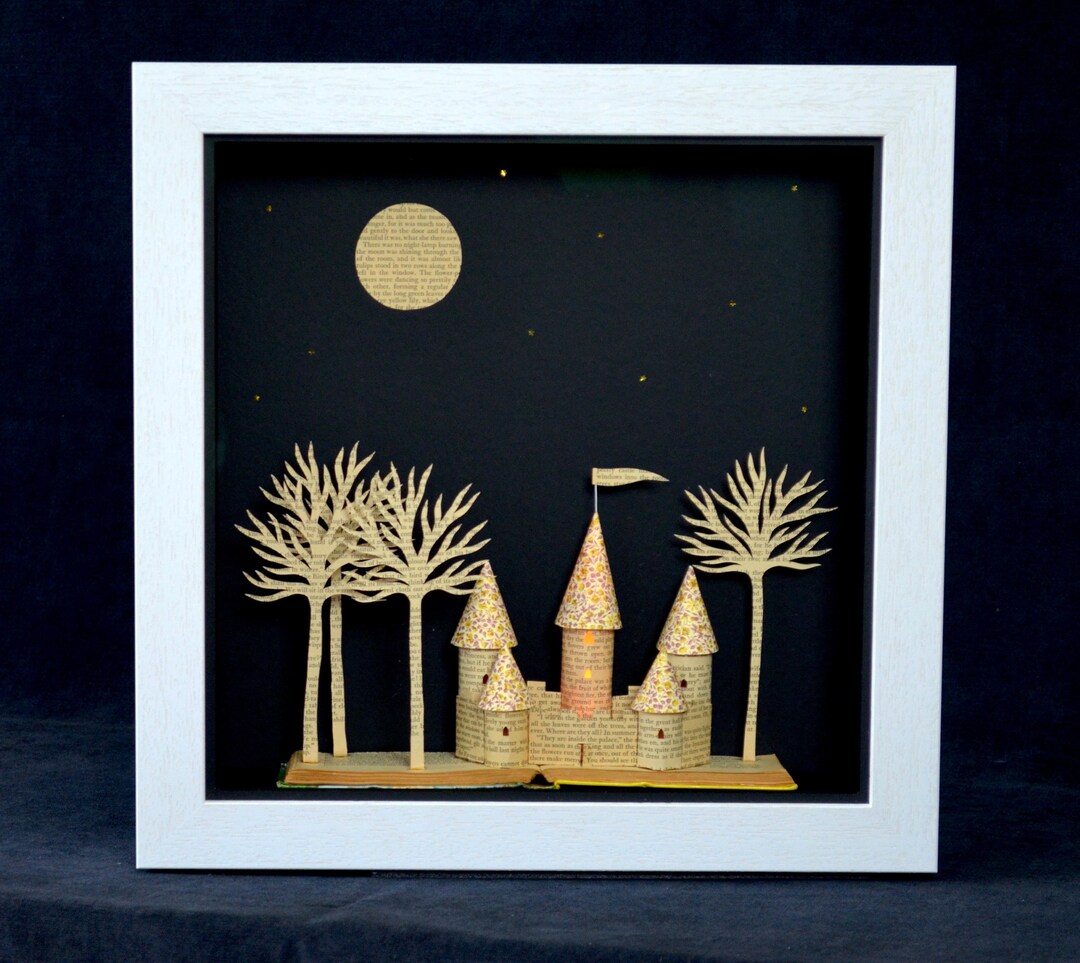 Fairy Tale Castle Shadow Box Mustard and Purple Flowers - Etsy