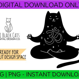 Black Cat Svg Png Meditating Black Cat Svg Png Cat Svg Kitten Svg ...