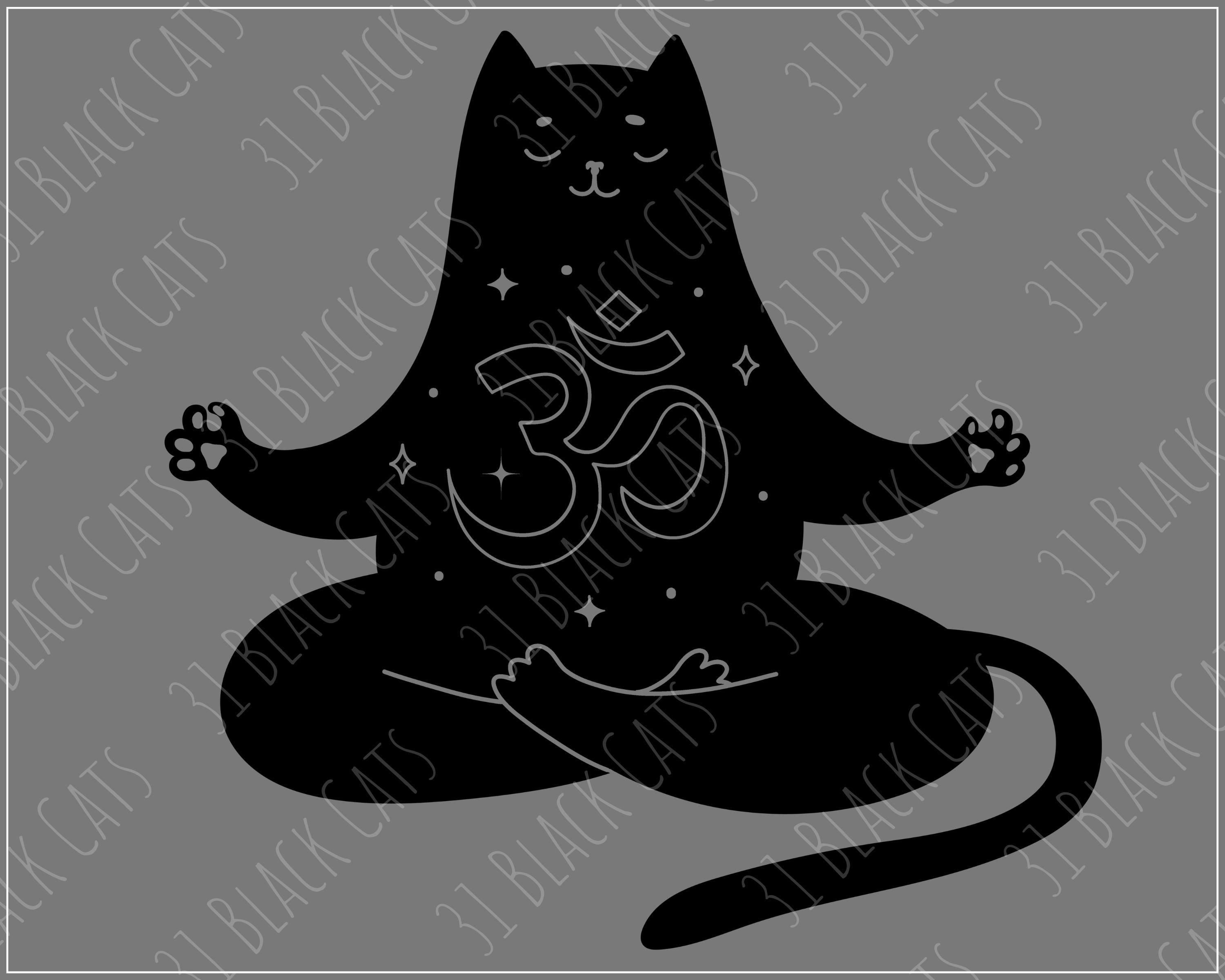 Black Cat Svg Png Meditating Black Cat Svg Png Cat Svg Kitten Svg ...