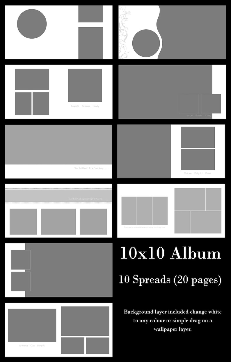 Album Template - 10x10 10 Spreads (20 Pages) - Etsy