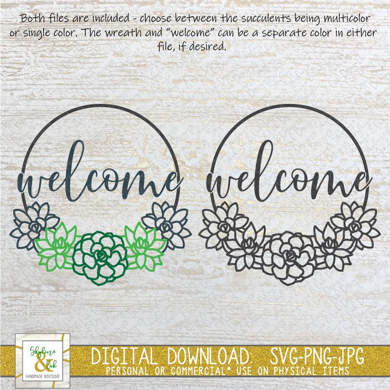 Succulent Welcome Sign SVG Welcome SVG for Round Wooden Sign - Etsy