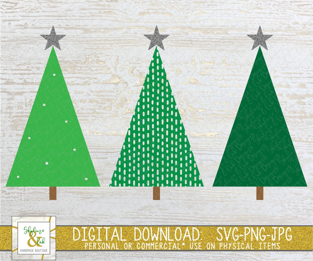 Simple Christmas Tree SVG Bundle - Patterned Christmas Tree SVG ...