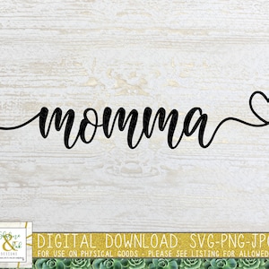 Momma Heart SVG PNG | Momma With Heart Svg | Mother's Day Svg | Momma Svg Png | Momma Cut File ...