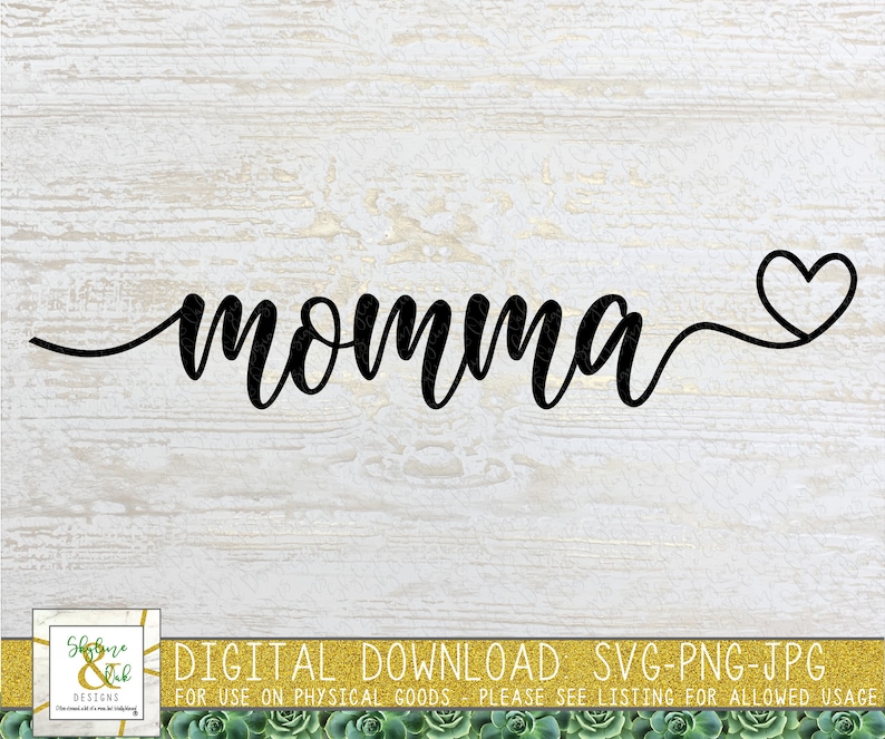 Momma Heart SVG PNG Momma With Heart Svg Mother's Day - Etsy