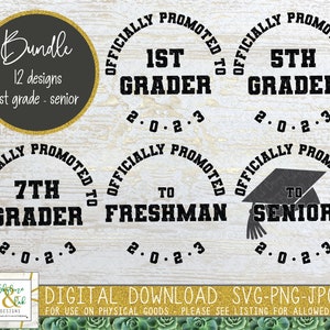 Officially Promoted Grade Level SVG PNG Bundle End of School - Etsy