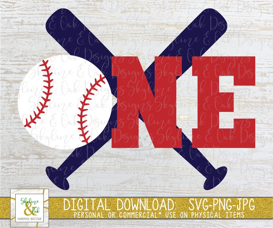 One Baseball and Bats SVG - 1st Birthday SVG - Baseball SVG - First ...