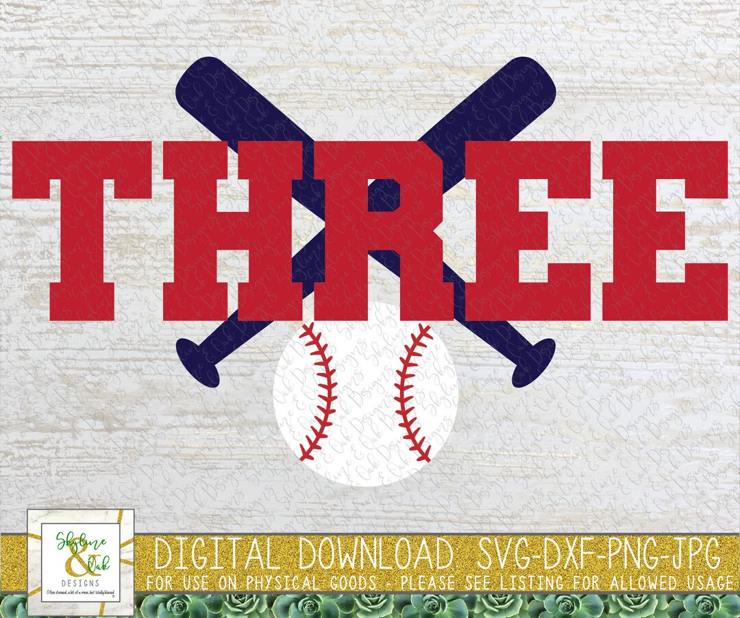 Three Baseball and Bats SVG - 3rd Birthday Svg - Third Birthday Svg ...