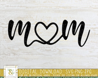 Mom Heart Instant Digital Download Svg Png Dxf and Eps - Etsy