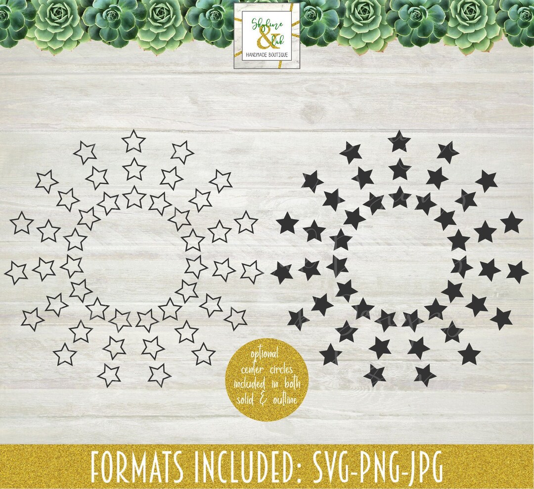 Star Circle Frame SVG Bundle | Star Monogram Frame SVG | Star Wreath ...