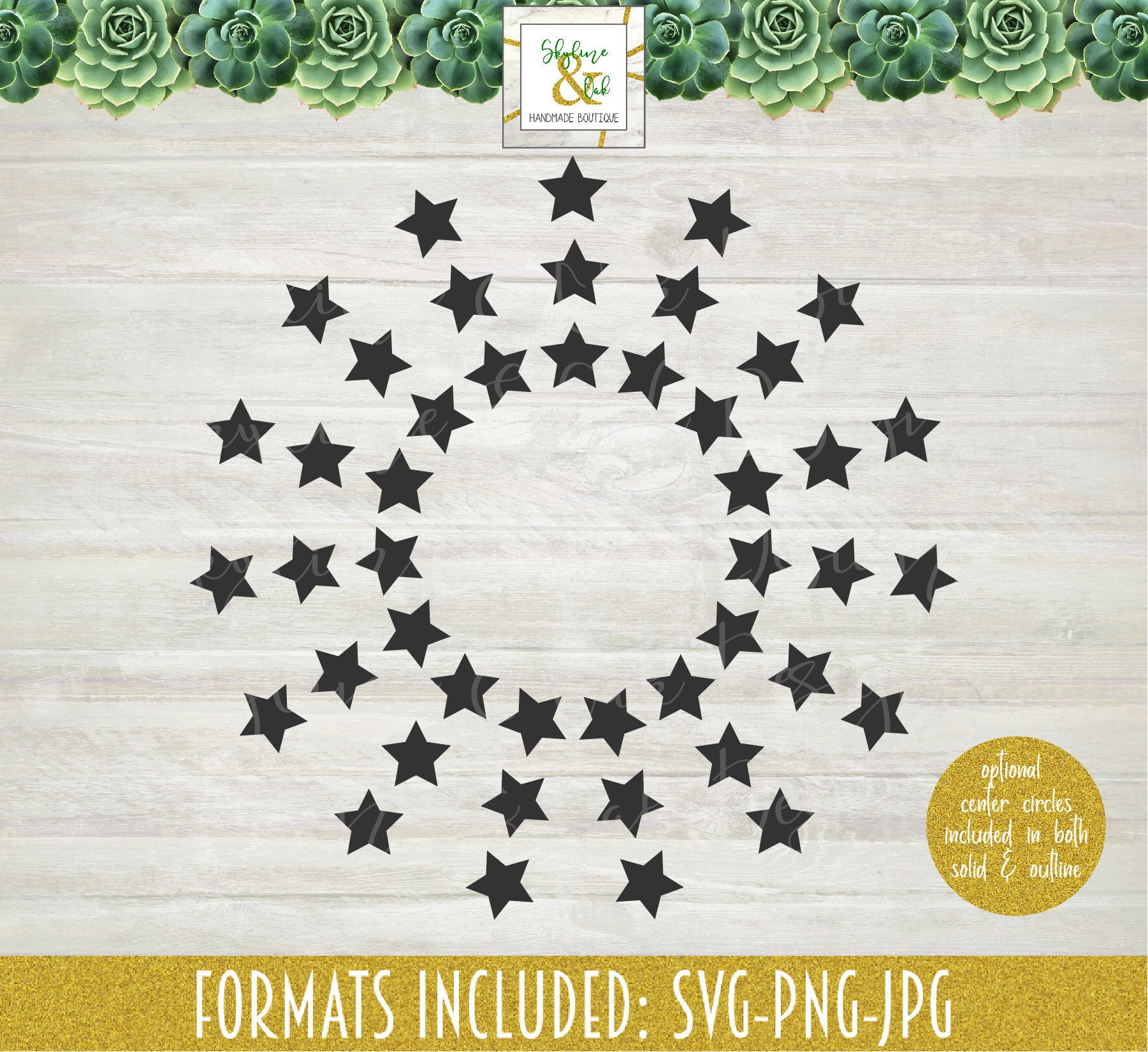 Star Circle Frame SVG Bundle Star Monogram Frame SVG Star | Etsy