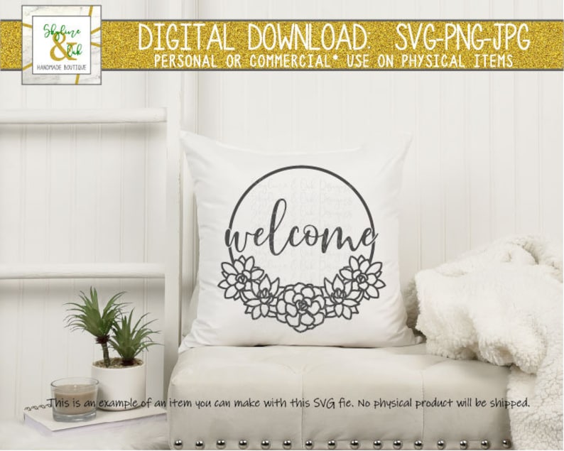 Succulent Welcome Sign SVG - Welcome SVG for Round Wooden Sign ...