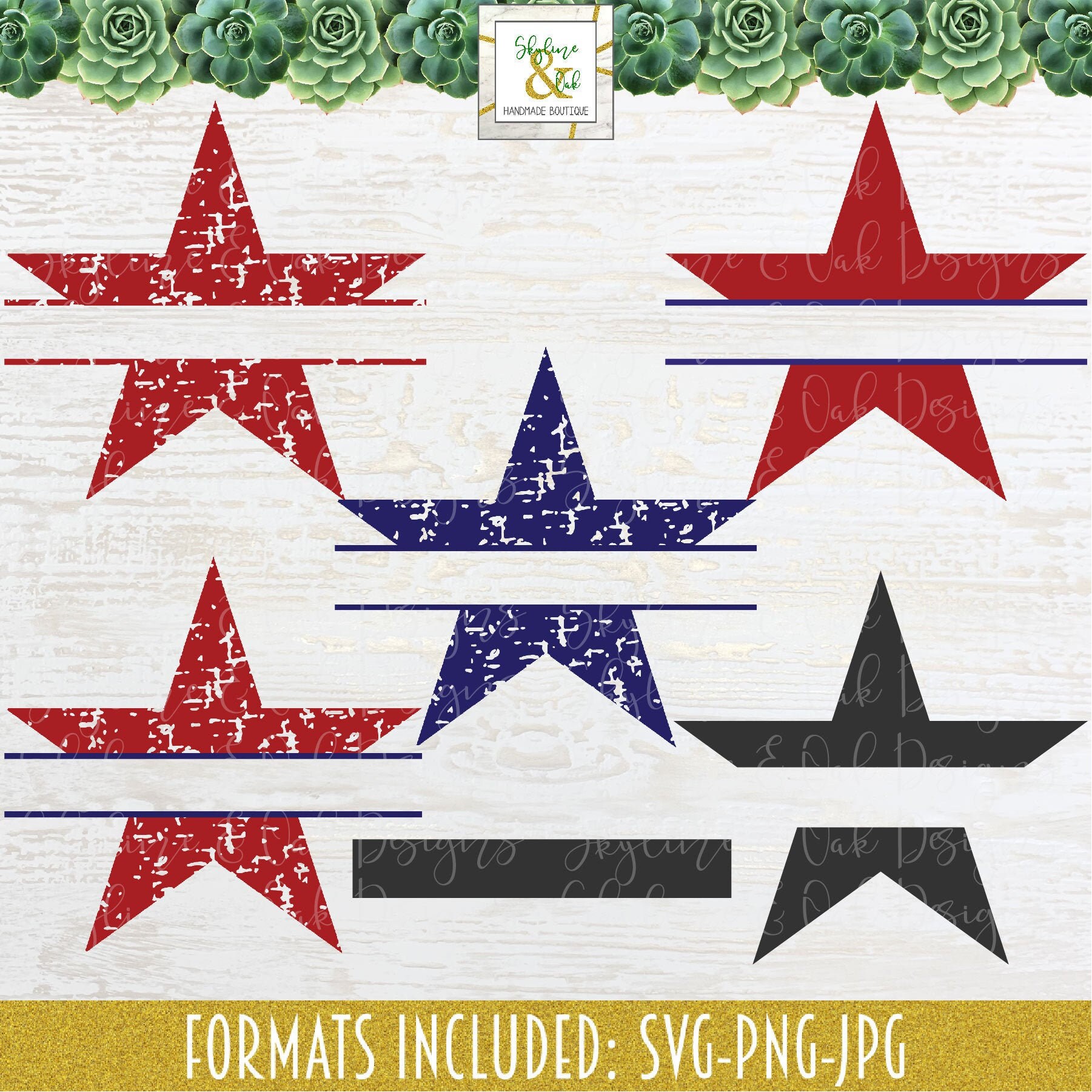 Distressed Split Star SVG Bundle | Grunge Split Star SVG | Distressed ...