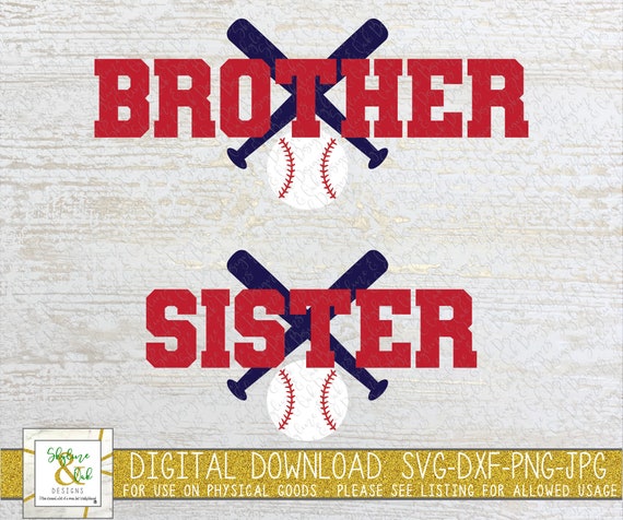Brother and Sister Baseball and Bats SVG PNG Brother Baseball - Etsy