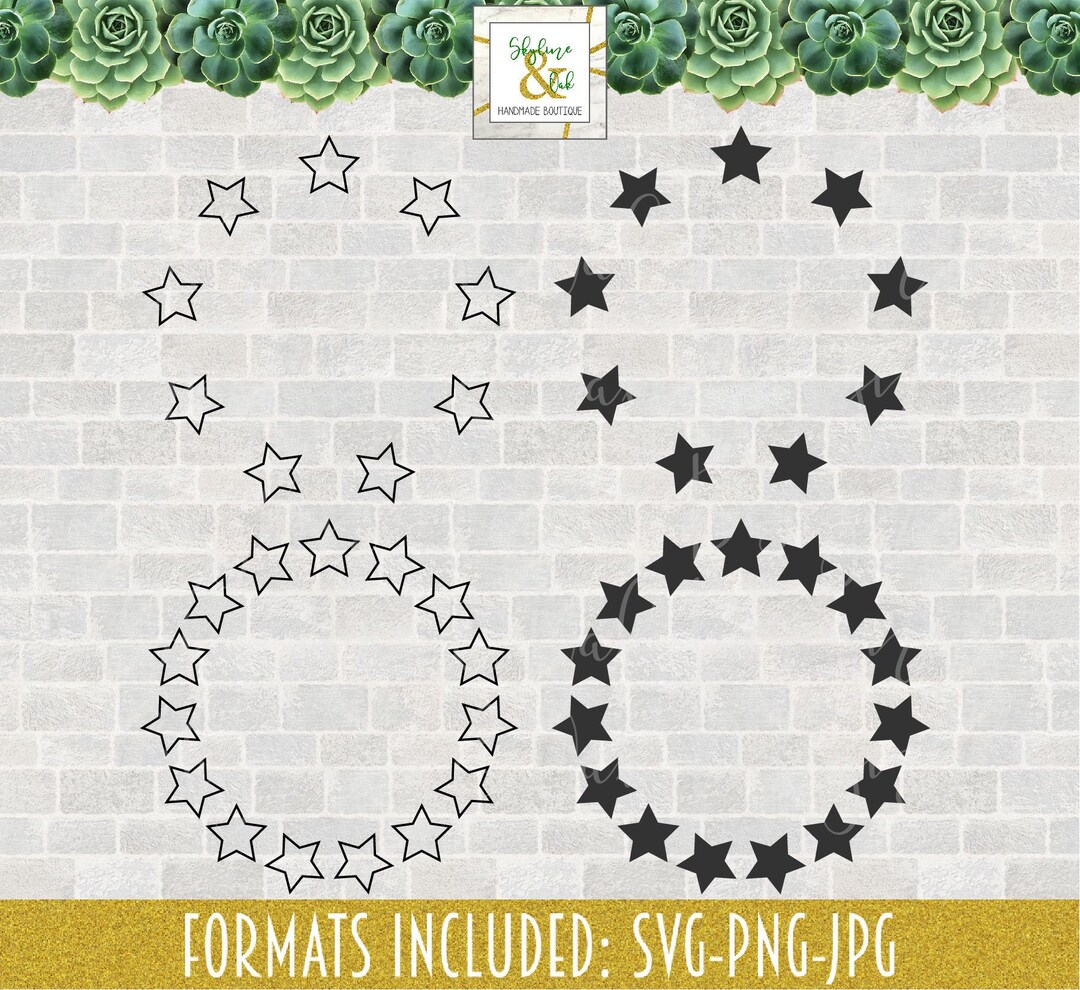 Star Circle Frame SVG Bundle | Star Monogram Frame SVG | Star Wreath ...