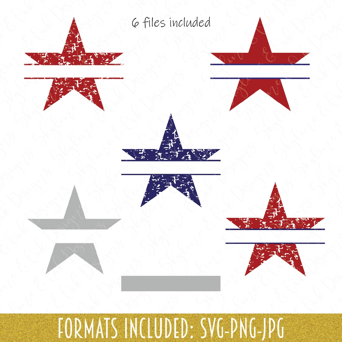 Distressed Split Star SVG Bundle Grunge Split Star SVG | Etsy