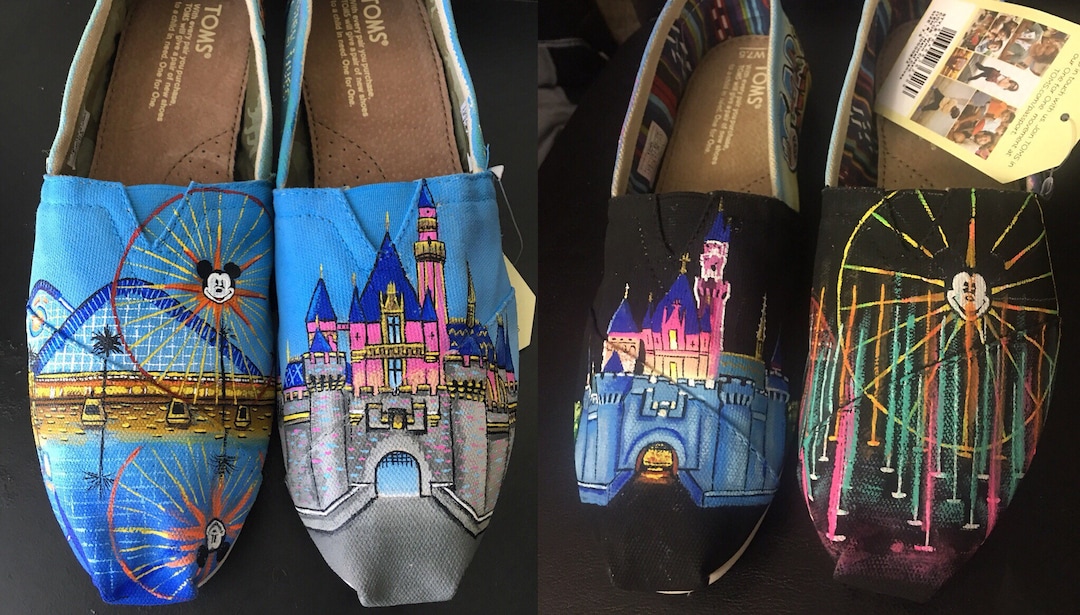 Hand Painted Disney Castle + World of Color Toms ( Day or Night) - Etsy