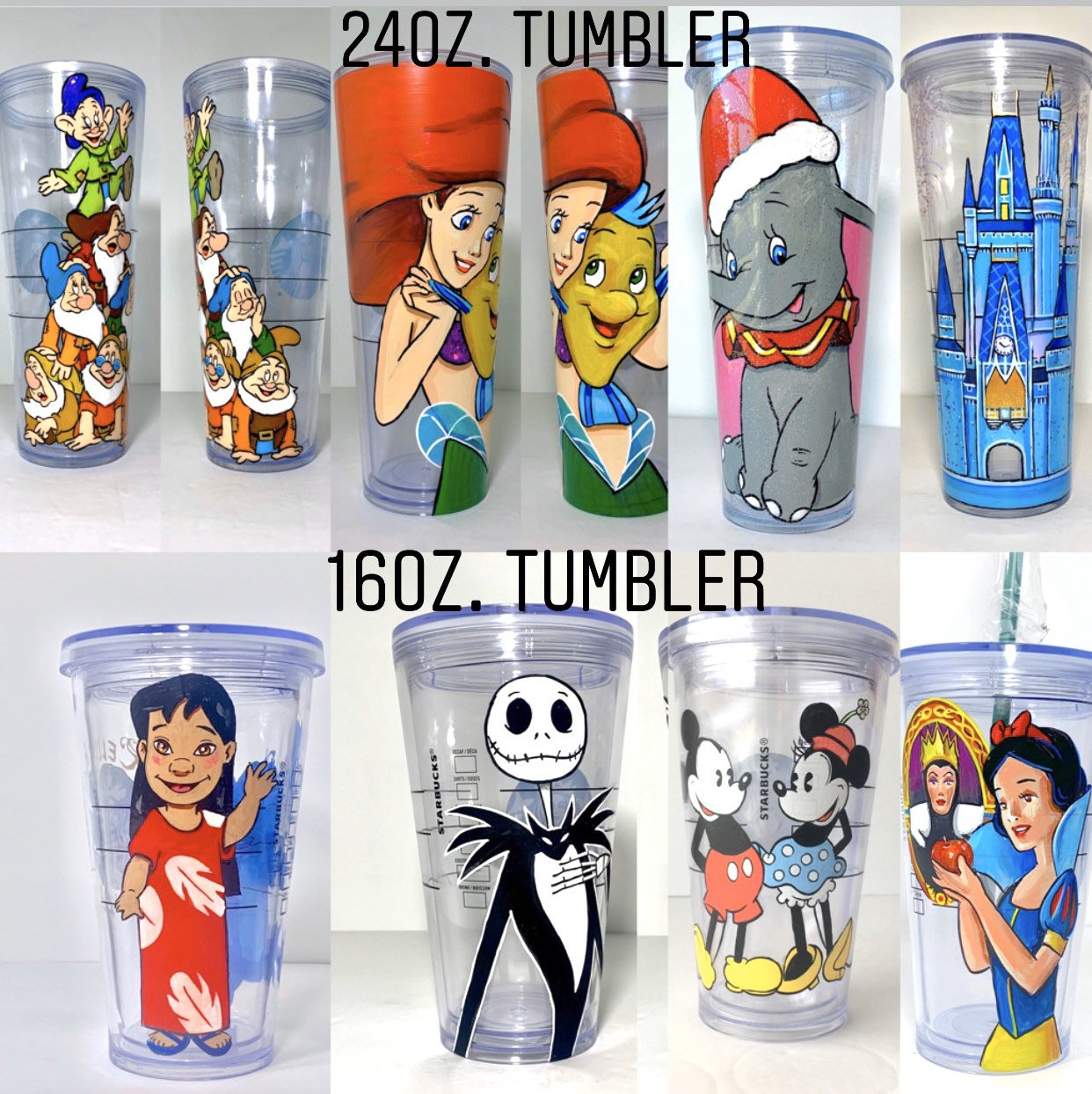 Hand Painted Clear Starbucks Tumblr 16/24oz | Etsy