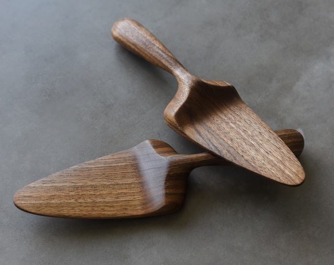 Wood Pie Server Wedding Cake Server Walnut Wood Pastry Server Wooden ...