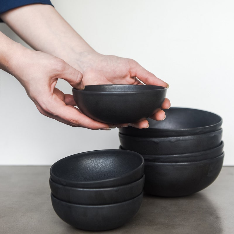 Black Ceramic Bowl - Etsy