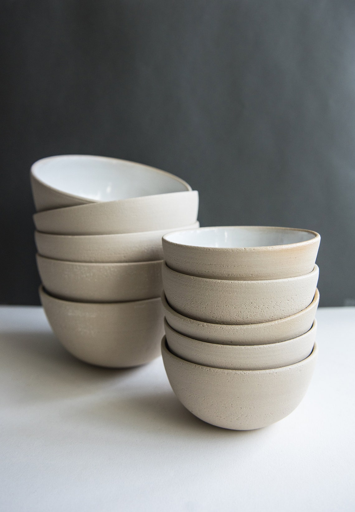 Stoneware Bowl Handmade Stoneware Dinnerware White Ceramic - Etsy