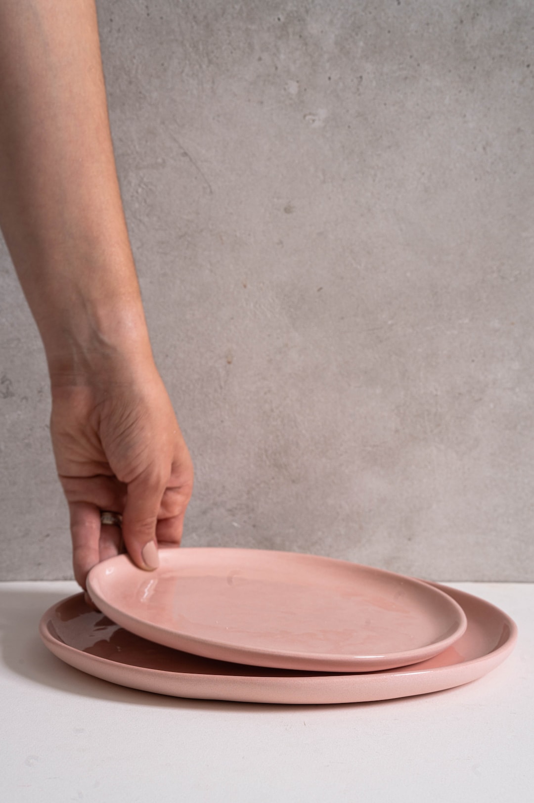Handmade Porcelain Dinner Plate: Powder Pink Ceramic Dish - Etsy