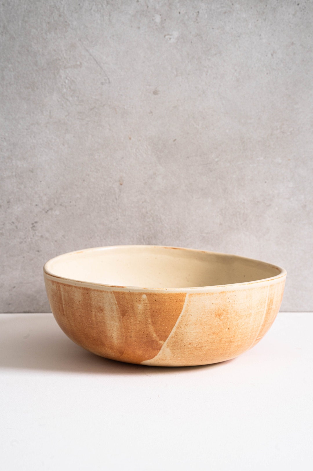 Beige Stoneware Salad Serving Bowl Handmade Ceramics Handmade Stoneware ...