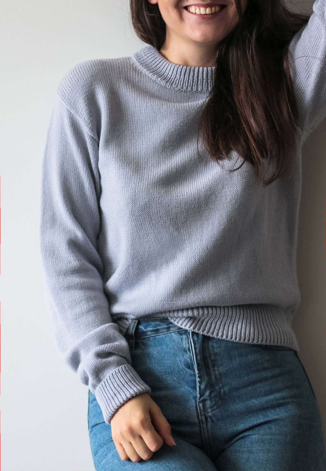 Basic Merino Wool Crew Neck Sweater Knit Sweater Grey - Etsy