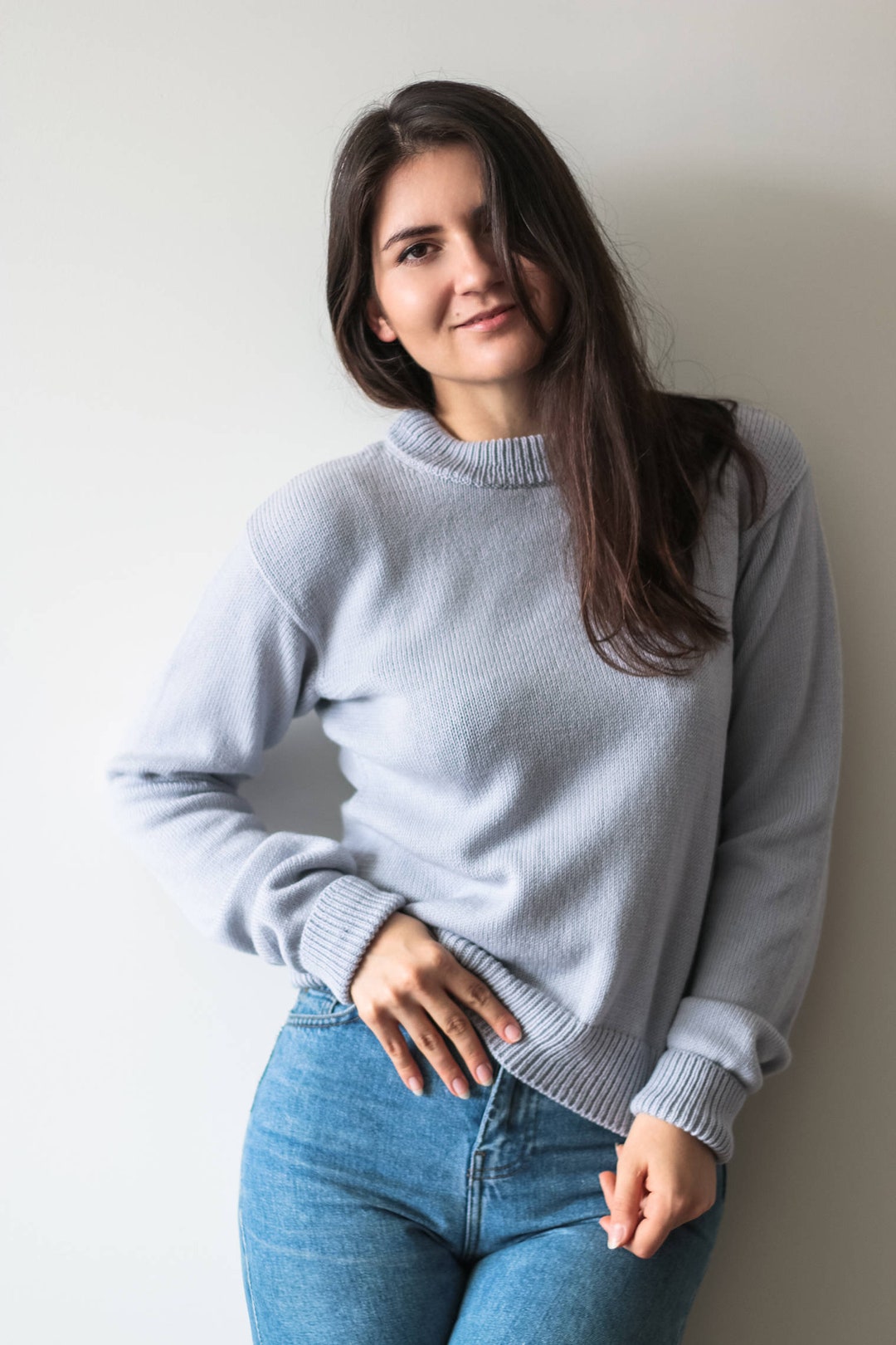 Basic Merino Wool Crew Neck Sweater | Knit Sweater | Grey Sweater ...