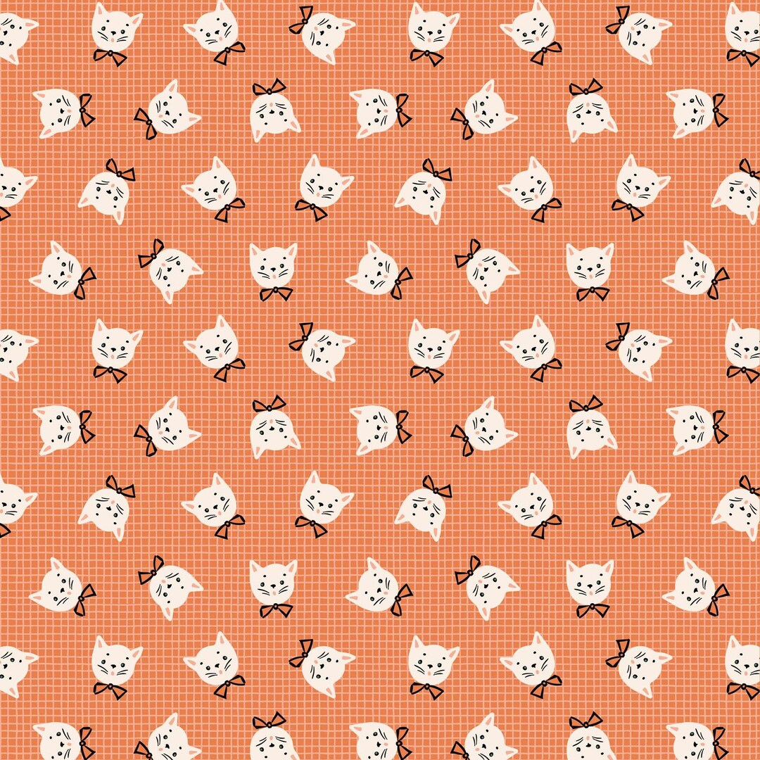 Cat Fabric - Sweet Tooth Kitty Box Orange Halloween Poppie Cotton ...