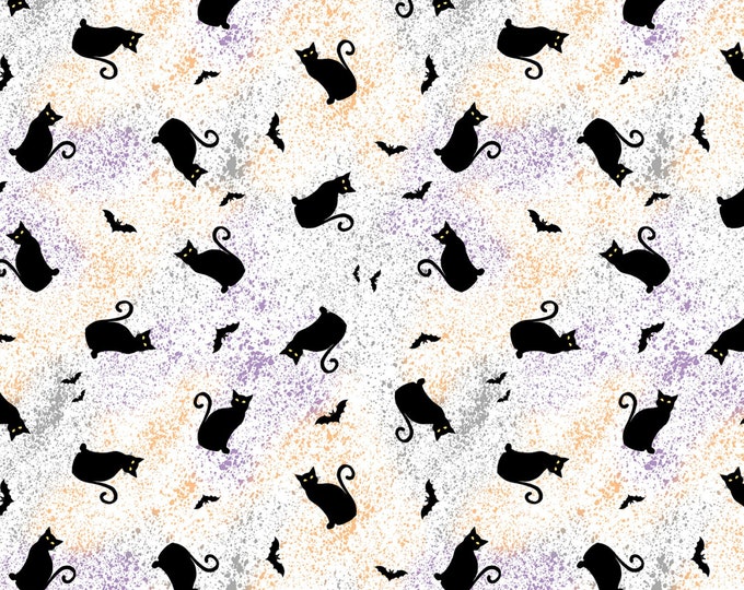 Cat Fabric Here Kitty Kitty Cat Toss White Quilting Treasures Sold by ...