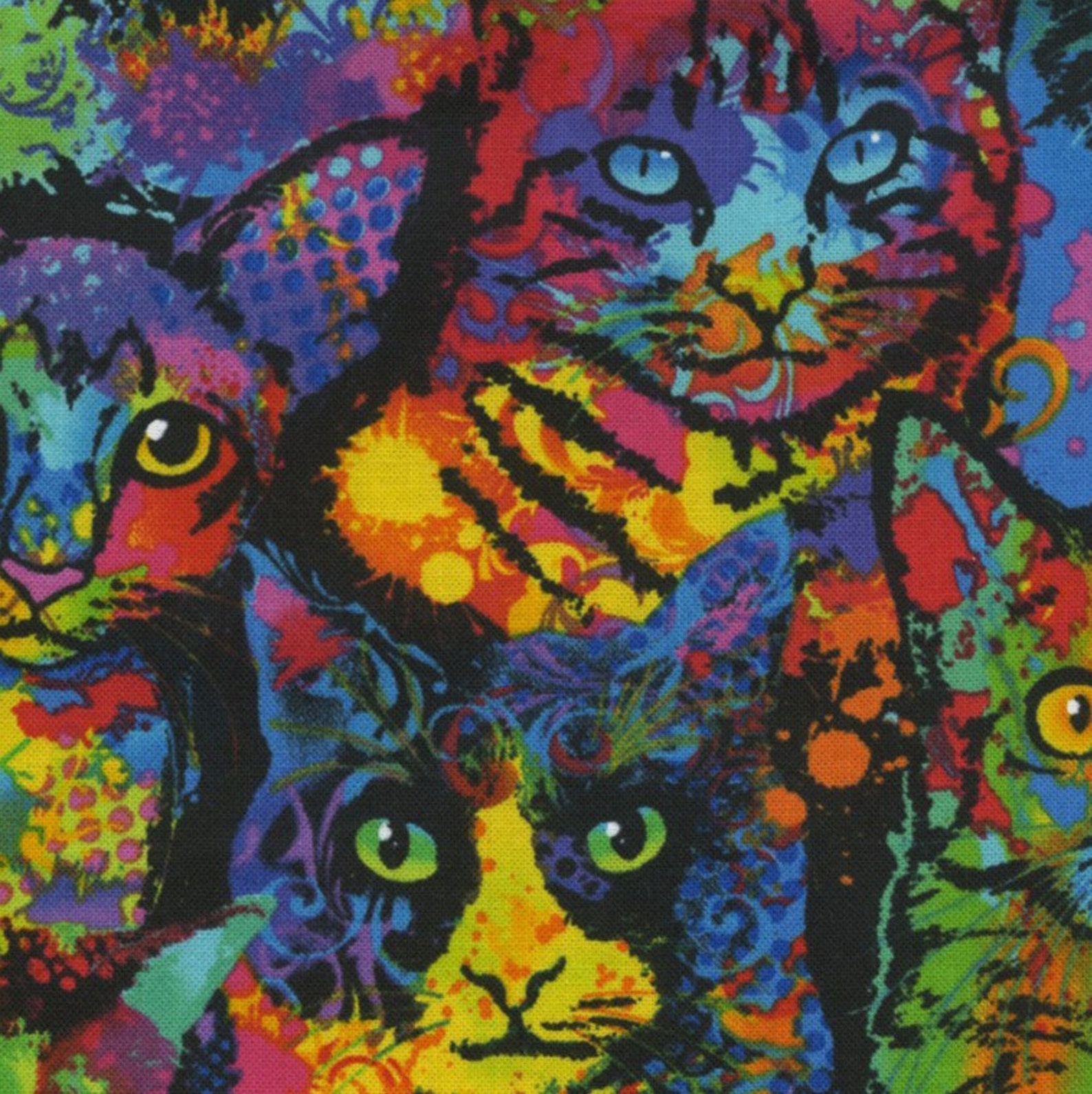 Cat Fabric - Paint Splatter Cats Timeless Treasures (cat-c4140-mlt ...