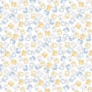 Cat Fabric Think Pawsitive Pawfect Paws White Kanvas Benartex Sold by ...