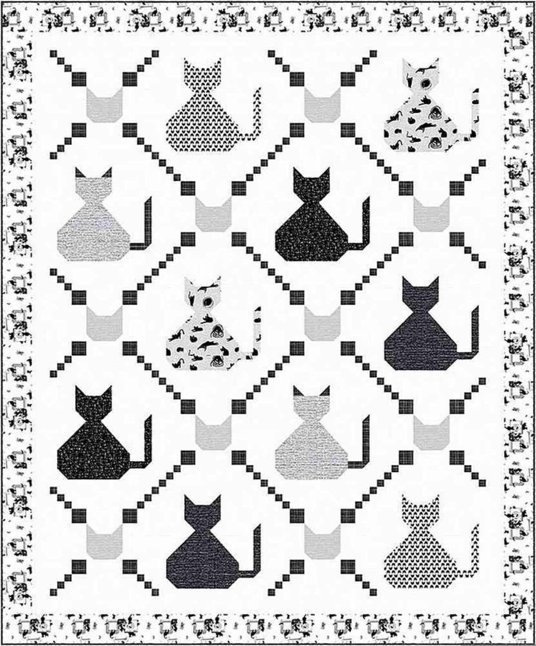 Cat Quilt Kit - Chat & Charmed Les Chats Noir Dear Stella - Etsy
