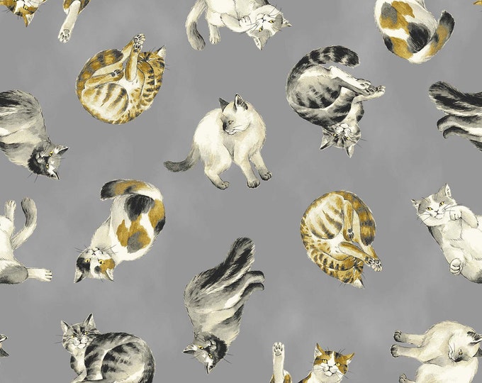Cat Fabric - Country House Cats Natural Canvas Cosmo Textiles - Sold by ...