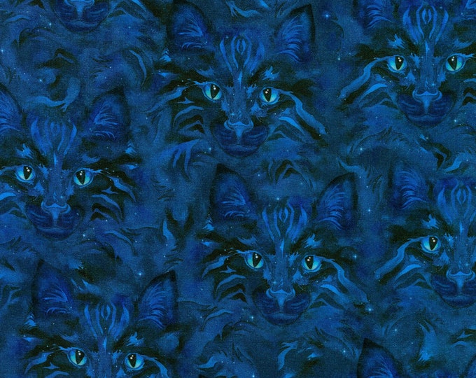 Cat Fabric BE PAWSITIVE Midnight Cats Robert Kaufman Fabrics Sold by ...