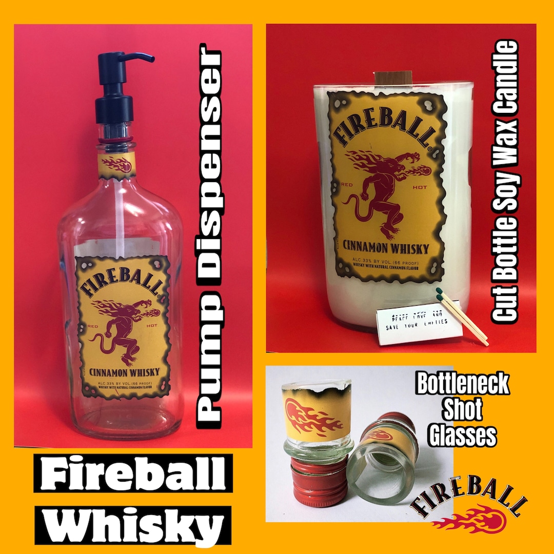 Fireball Whisky | Cut Bottle Candle-bottleneck Shot Glasses-bottle Pump Dispenser-gift Set(s) - Etsy