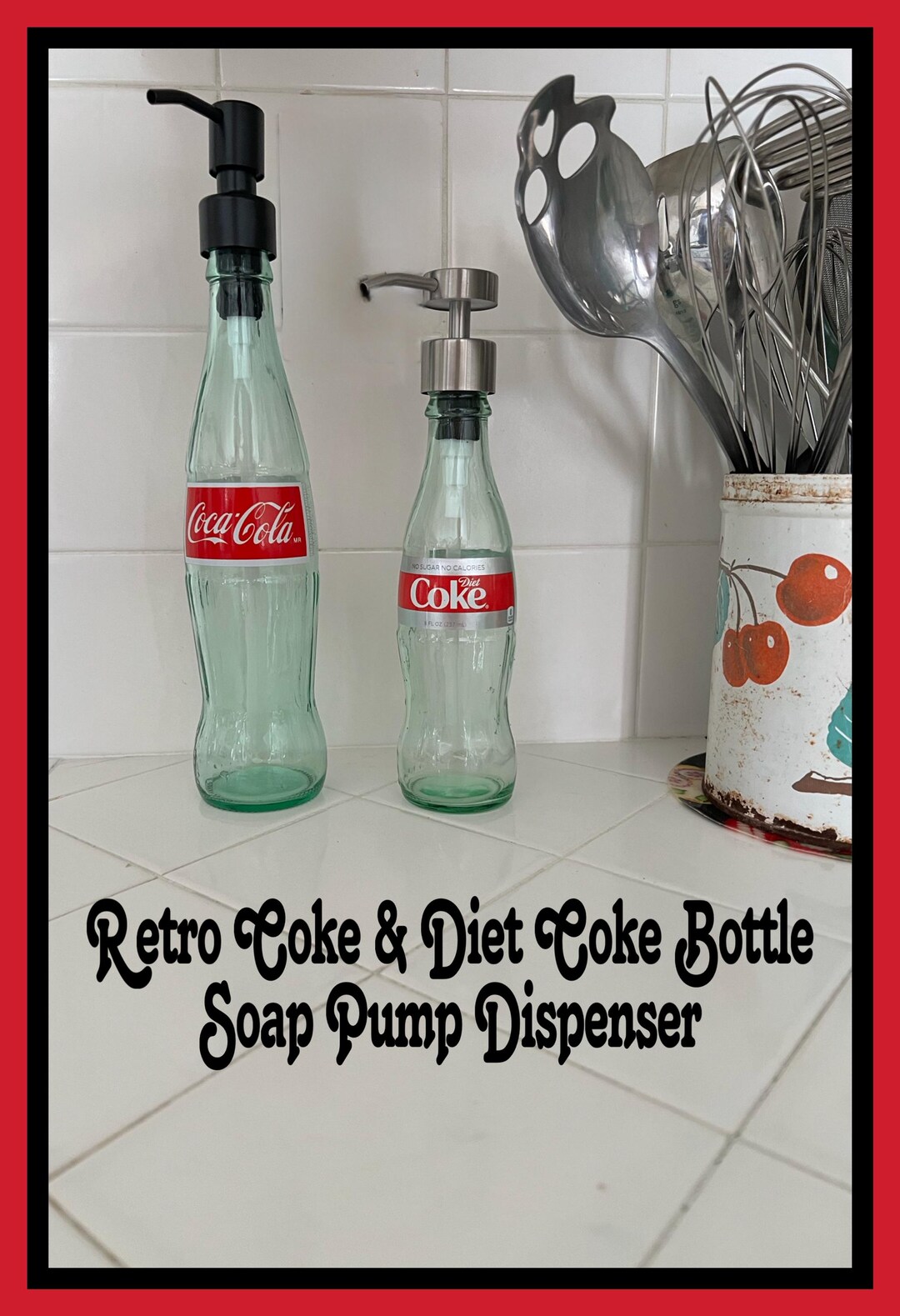 Classic Coca Cola + Diet Coke Bottle Pump Dispenser | Vintage Glass ...