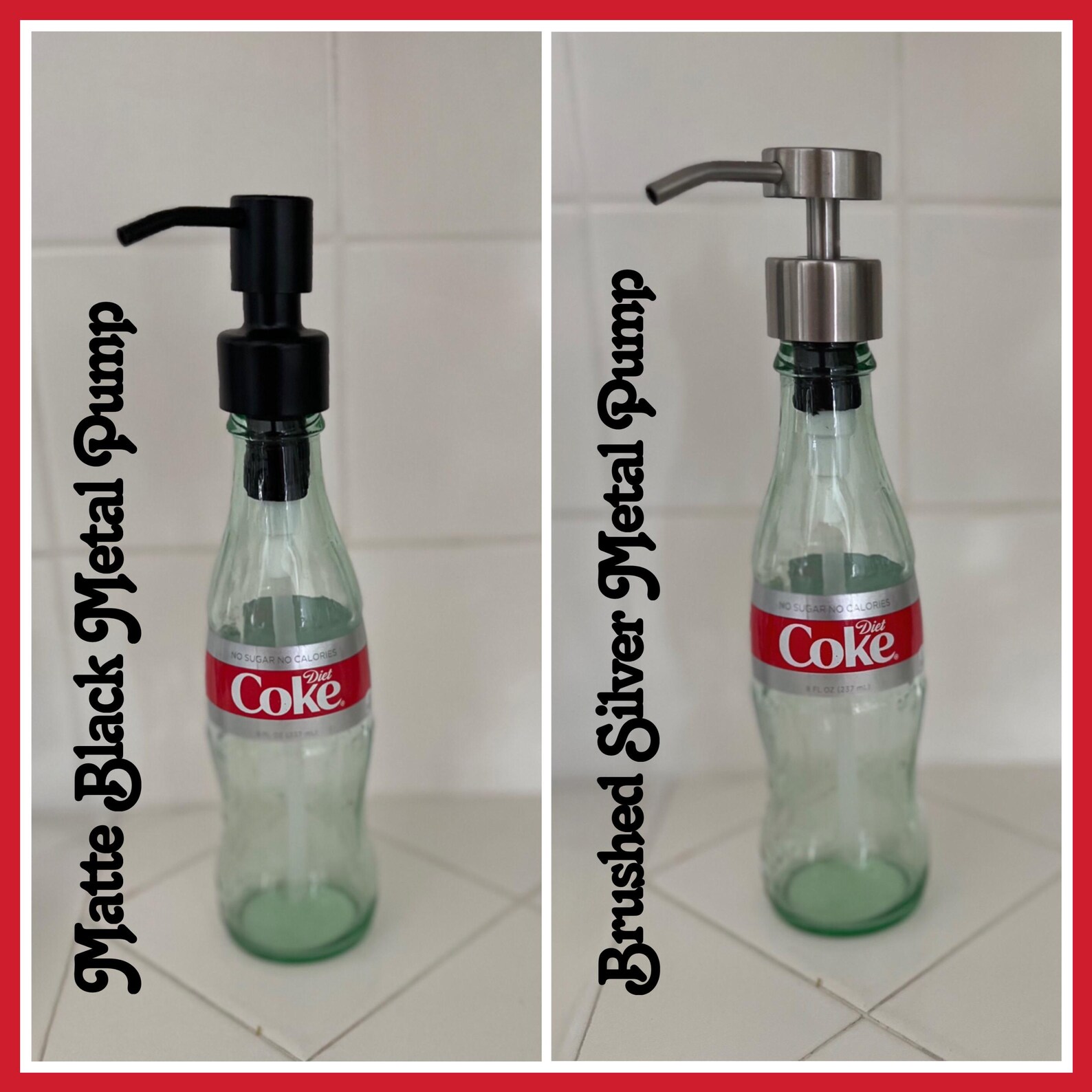 Classic Coca Cola + Diet Coke Bottle Pump Dispenser | Vintage Glass ...