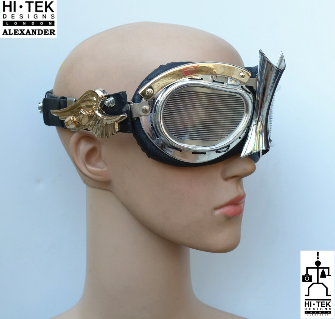 Handmade Steampunk Goggles: Gold Wings, Stainless Steel Lenses - Etsy