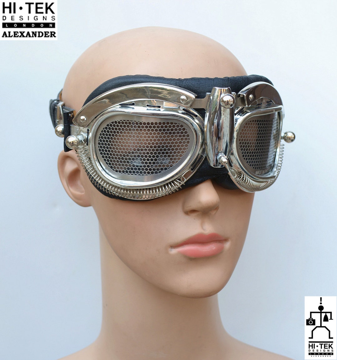 10% OFF Hi Tek Handmade Steampunk Motorcycle Biker Cyber Mask Aviator ...
