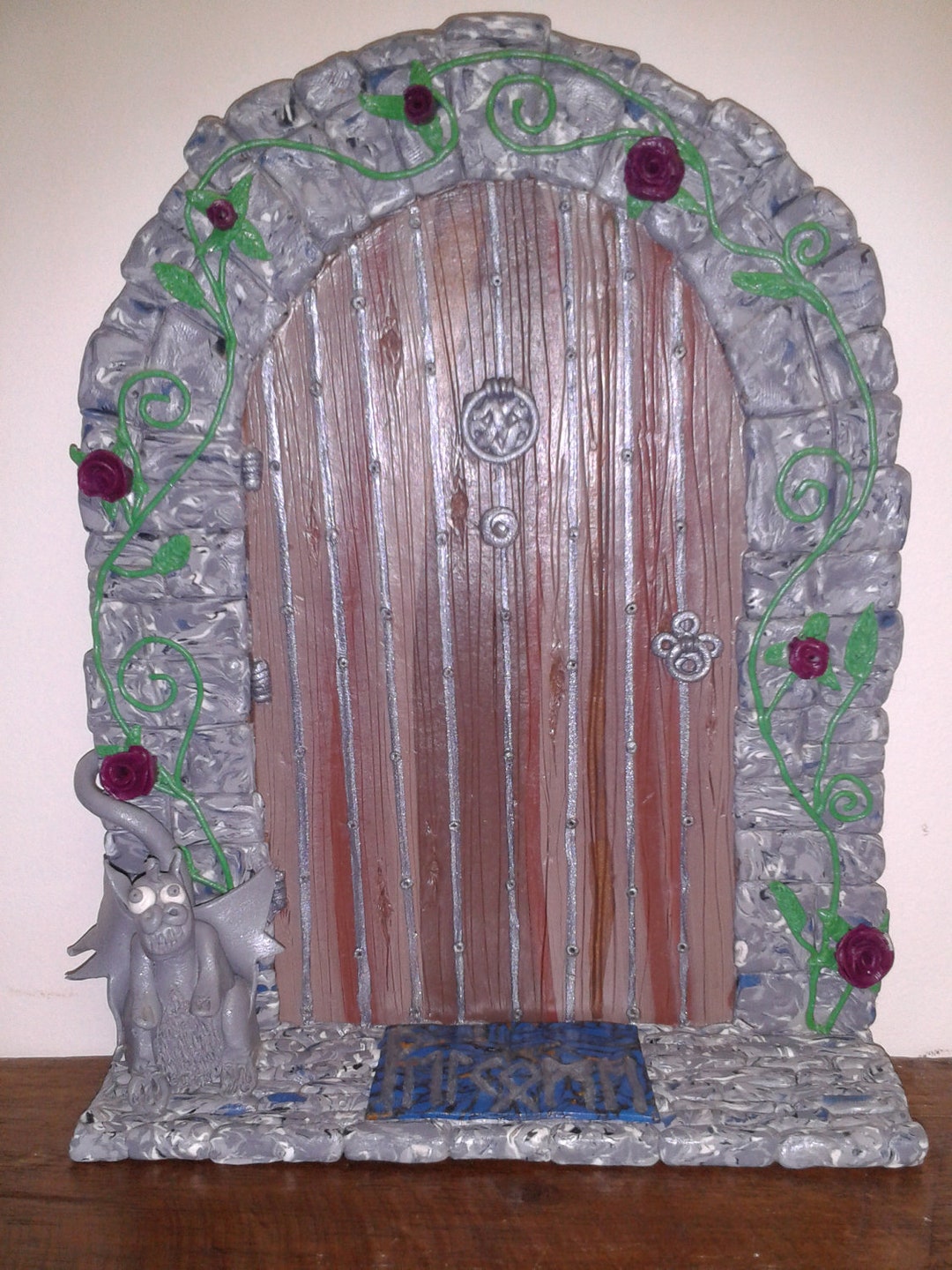 Magical Fairy Door With Gargoyle and Welcome Mat - Etsy