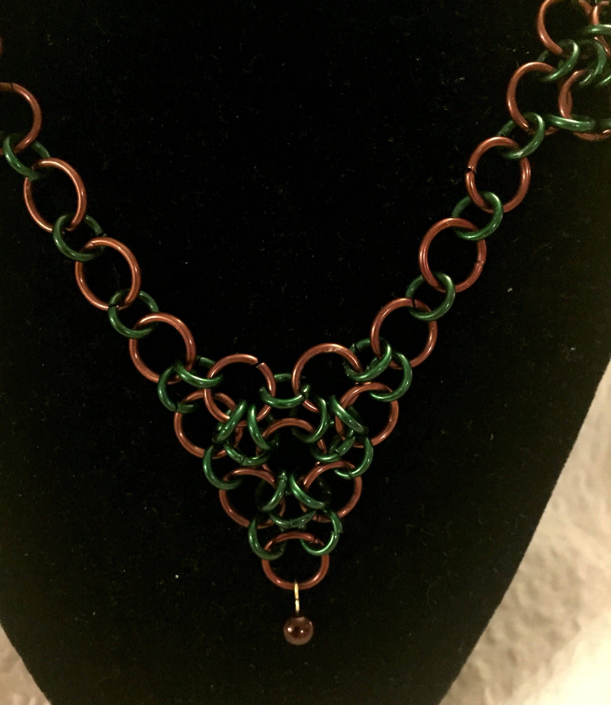 Metallic Green and Brown Chainmail Necklace - Etsy Hong Kong