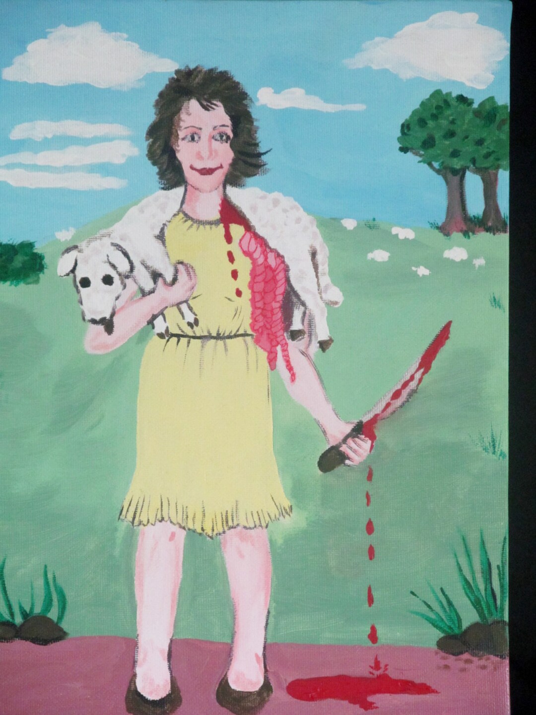 Mary HAD a Little Lamb, Twisted Nursery Rhyme, Hand Painted, Creepy ...