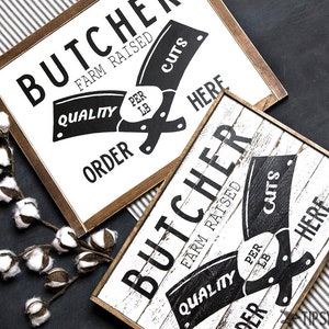 Butcher Wood Sign Kitchen Decor Butcher Cuts Customize Distressed ...